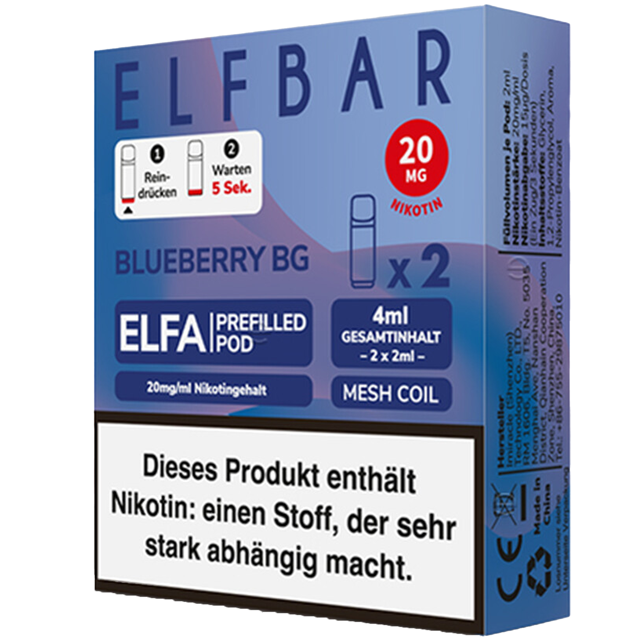 ELFBAR ELFA 2 Pods Blueberry BG - 20mg/ml