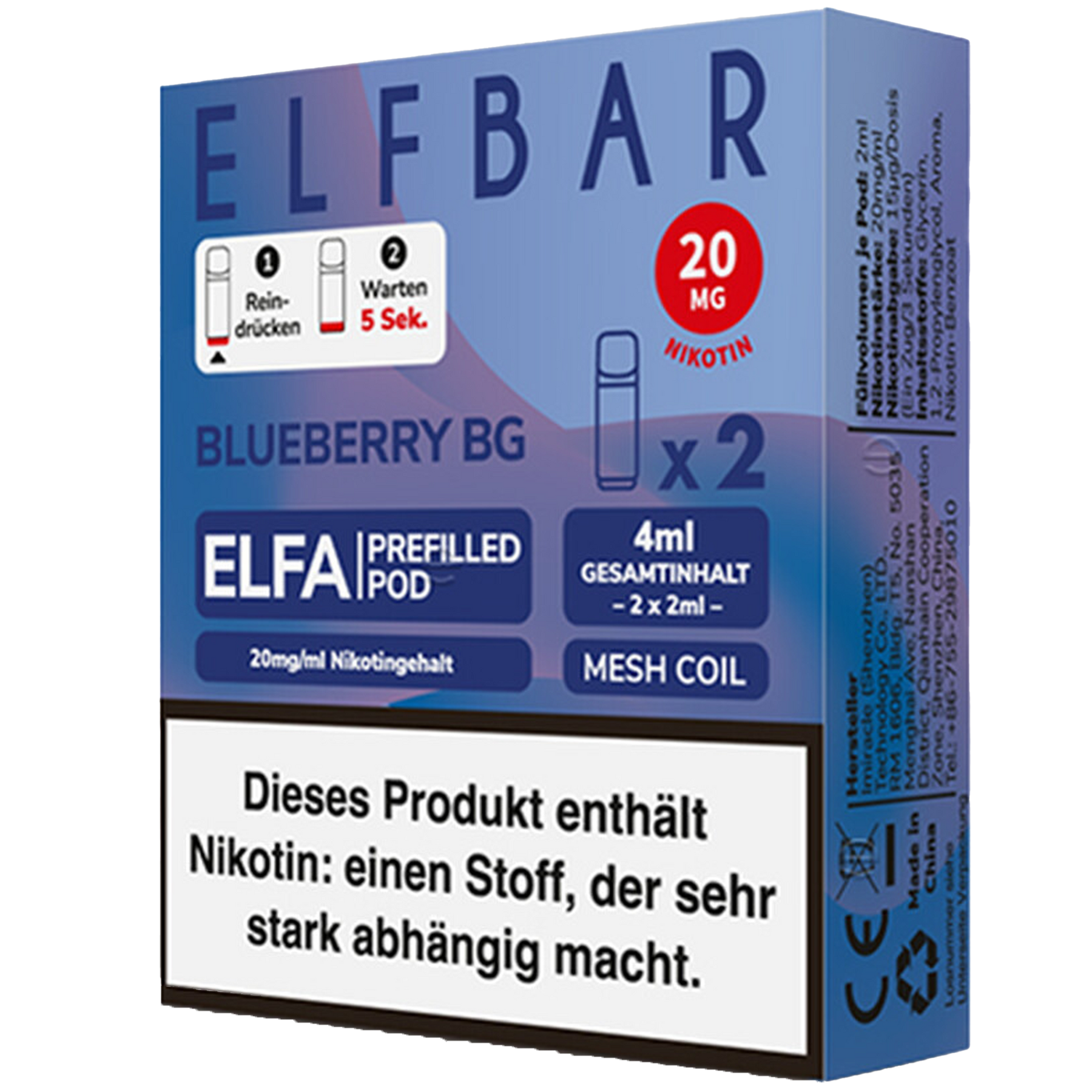 ELFBAR ELFA 2 Pods Blueberry BG - 20mg/ml