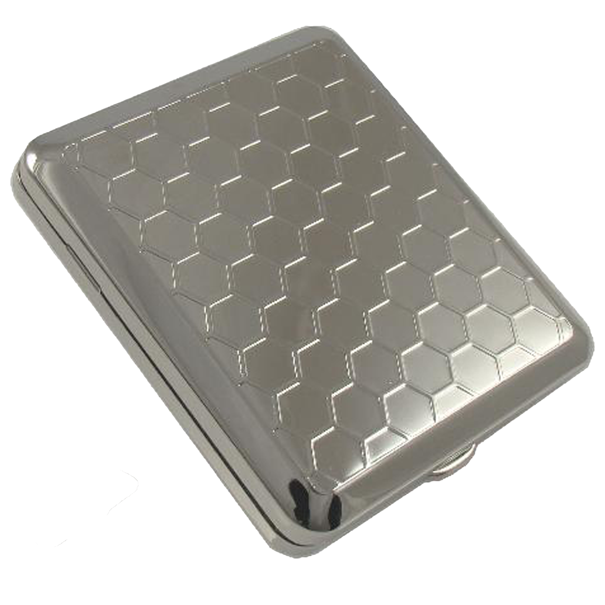 Zigarettenetuis - Angelo Zigaretten Etui Metall chrom Wabe Gummi 18er